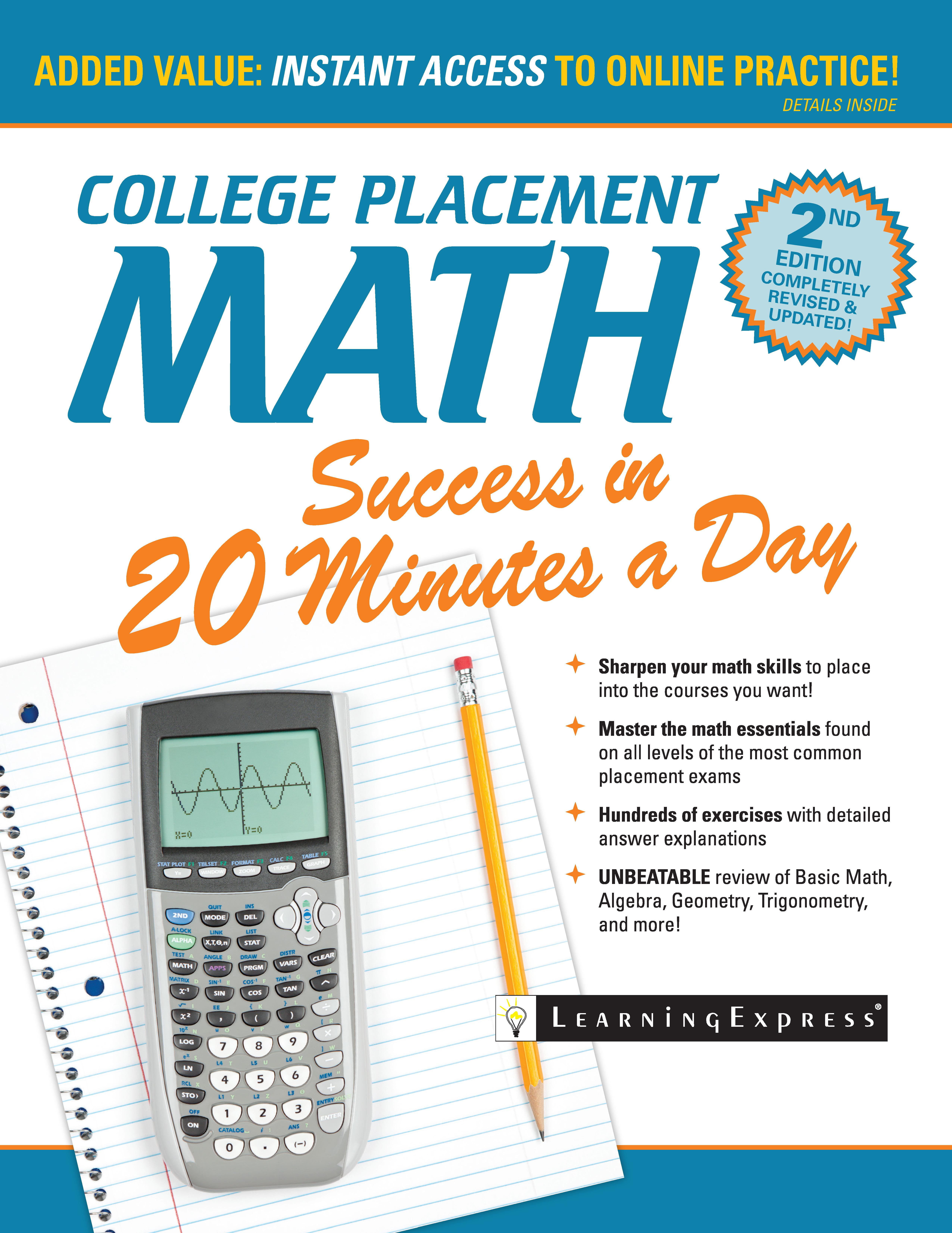 Cover image for College Placement Math Success in 20 Minutes a Day